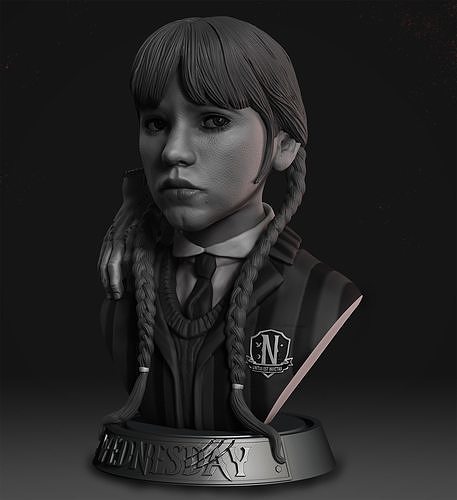 Wednesday Bust 3D model 3D printable | CGTrader