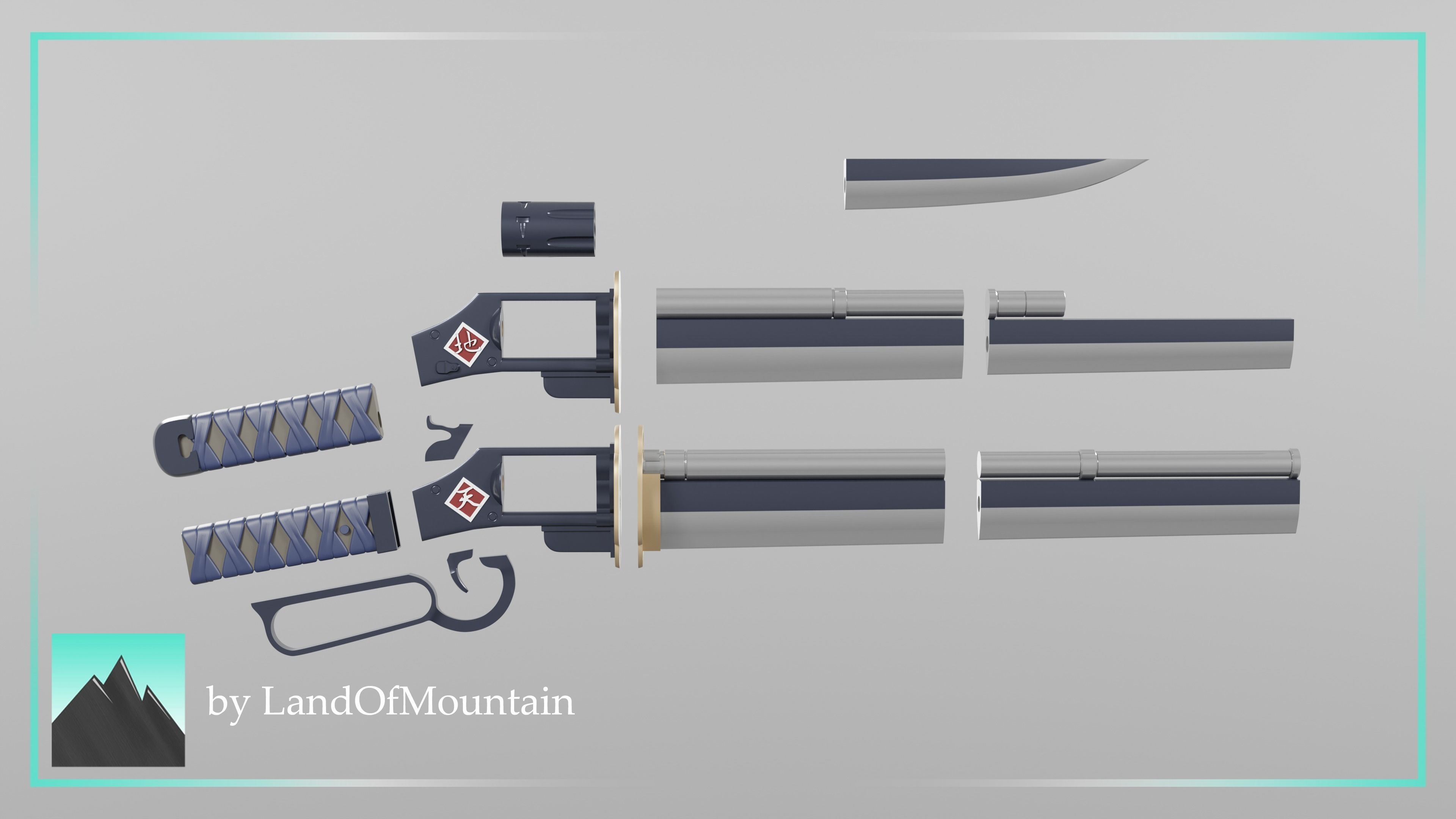 Final Fantasy 7 - Weiss Gunblade and Accessories 3D model 3D printable ...