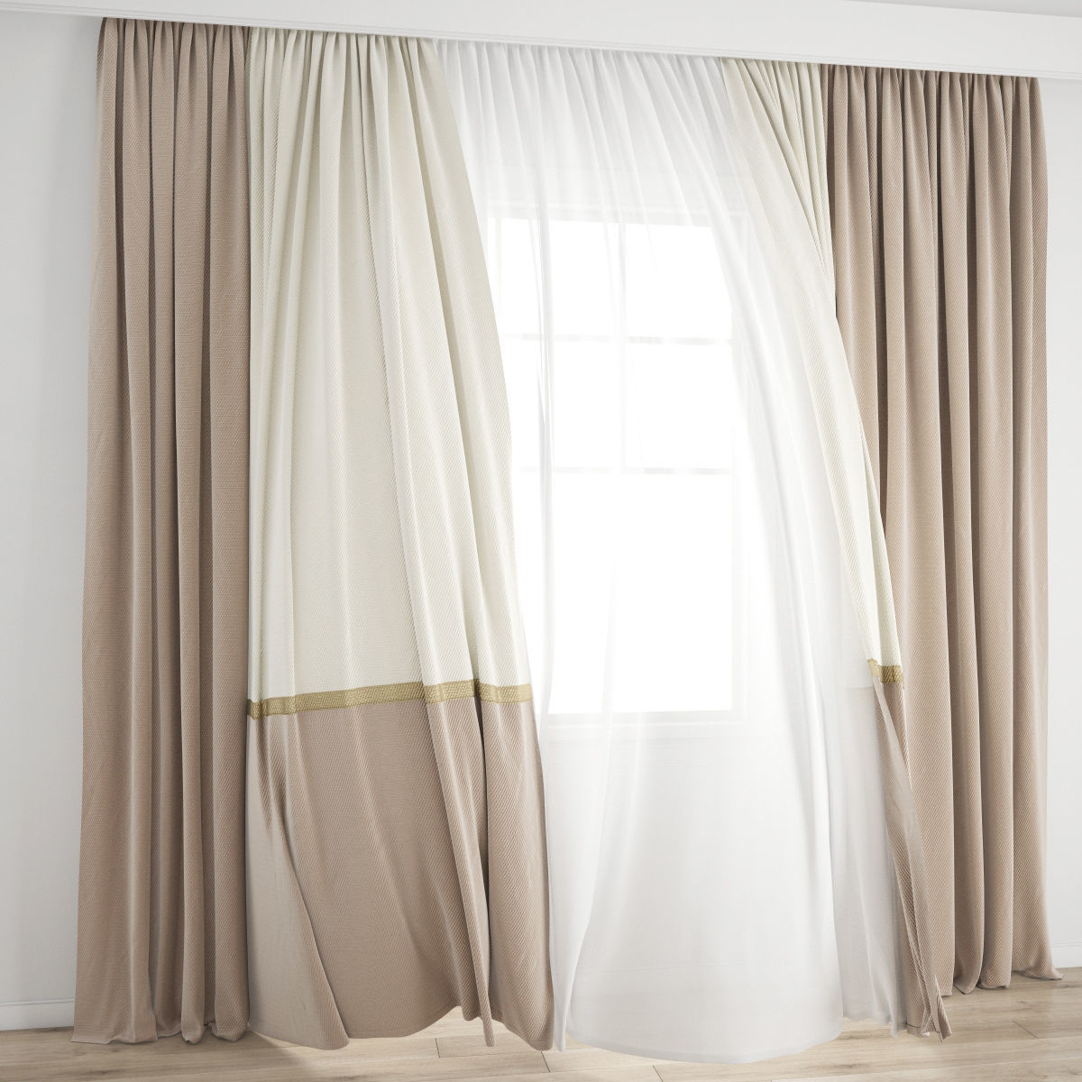 Wind blowing effect Curtain482 3D model | CGTrader