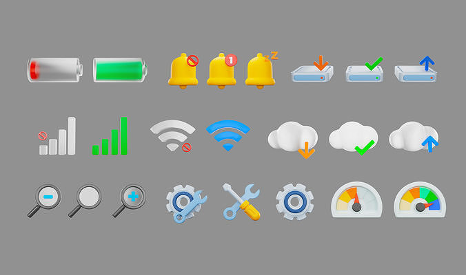 3D System icons 3D model | CGTrader