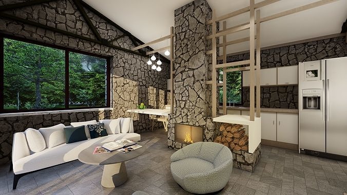 stone house interior 3D model animated | CGTrader