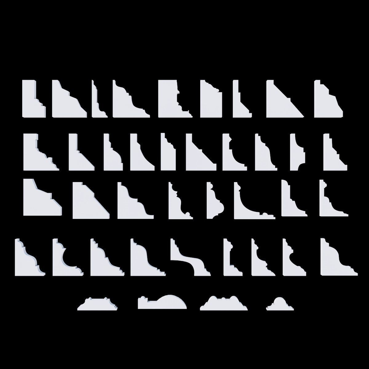 100 Sweep Ceiling Cornice for 3D Print 3D model | CGTrader