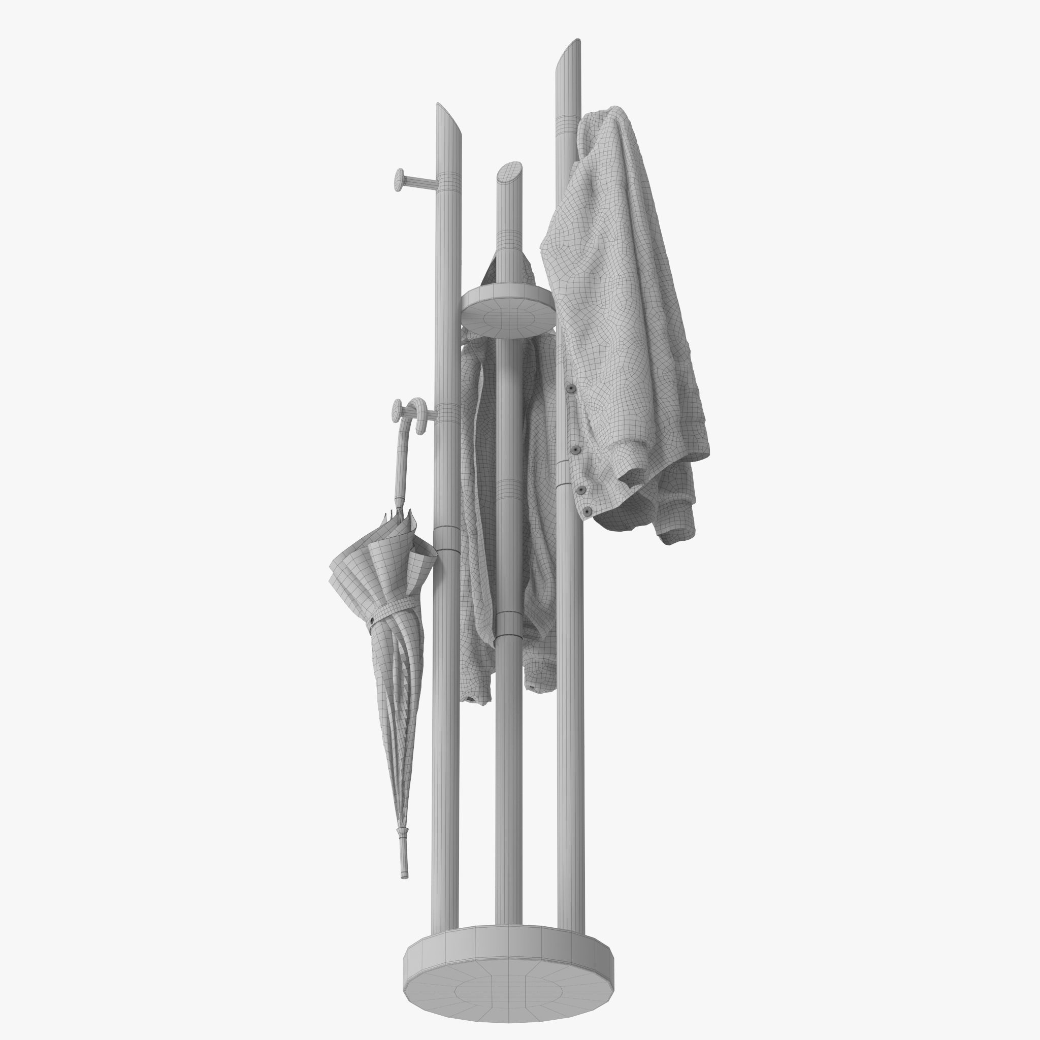 Solid Wood Room Coat Rack 3D model | CGTrader