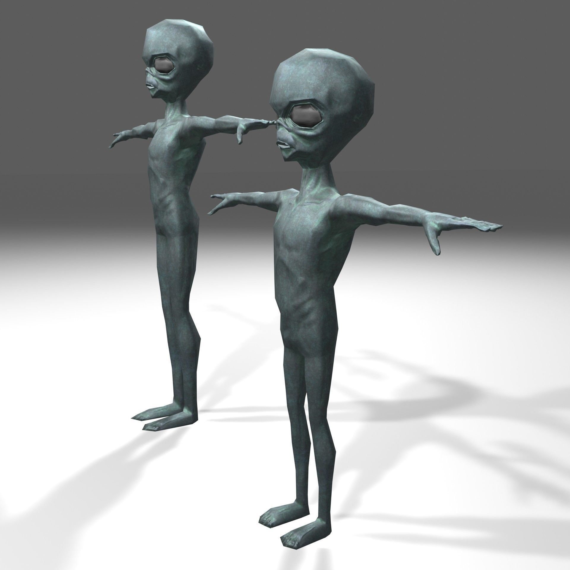 3D model Grey Alien Super lowpoly 4K Normal map Texture Small and Tall ...