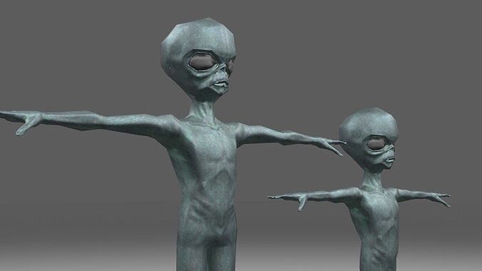 3D model Grey Alien Super lowpoly 4K Normal map Texture Small and Tall ...