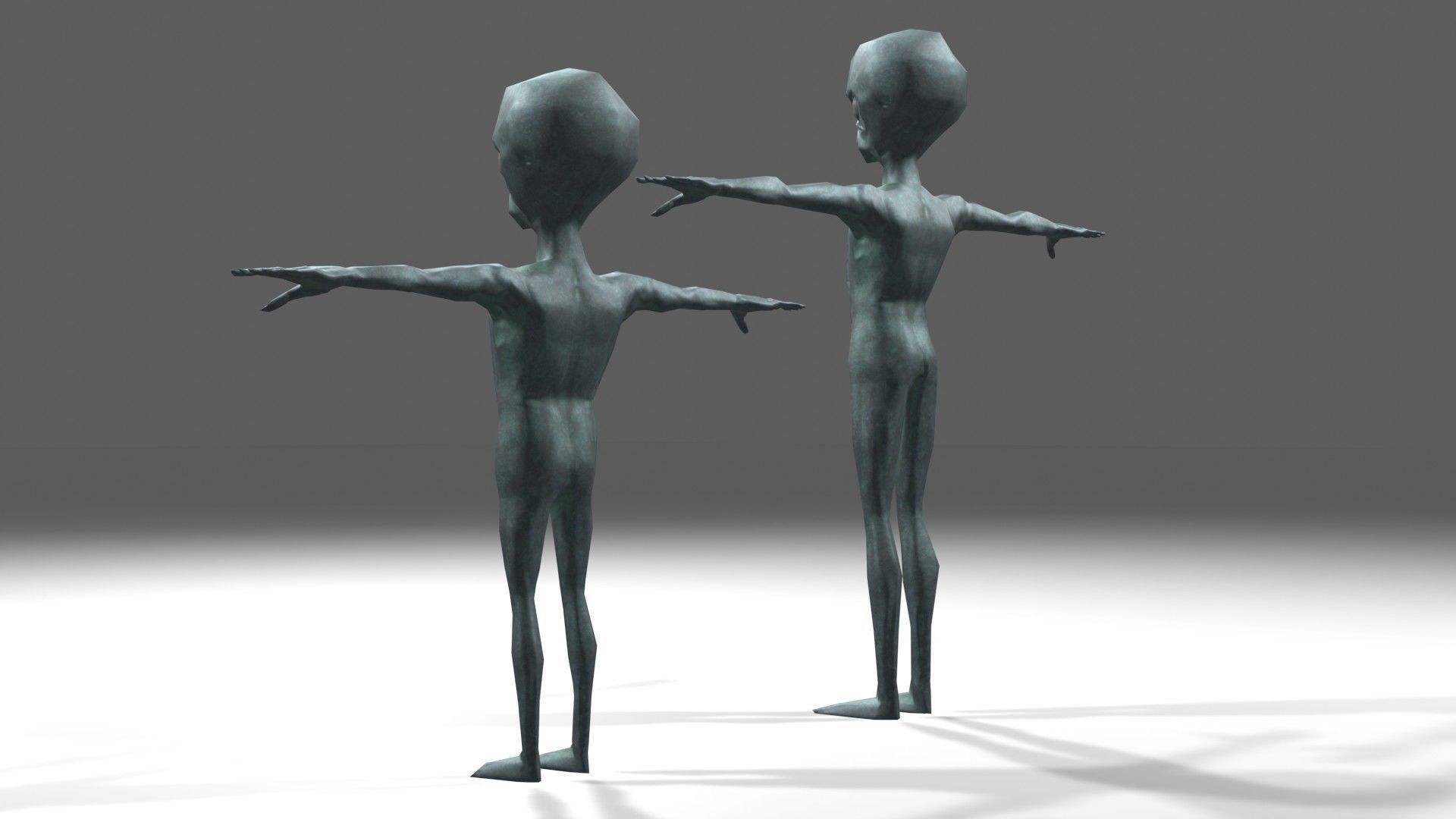 3D model Grey Alien Super lowpoly 4K Normal map Texture Small and Tall ...