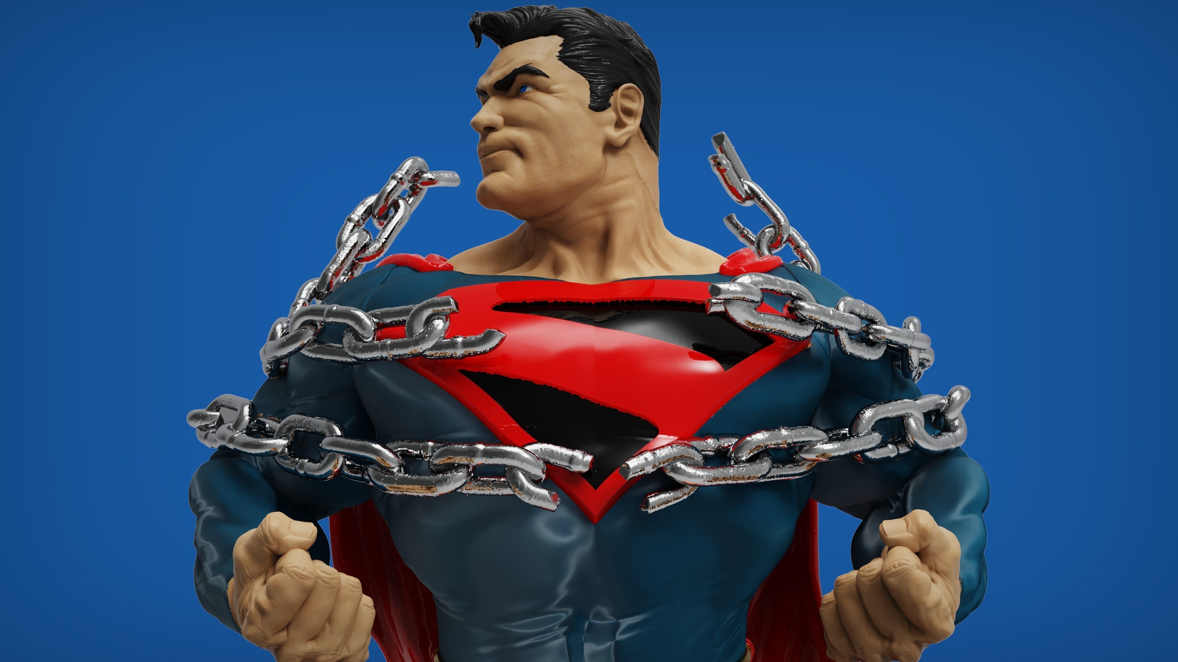 Superman Breaking Chains 3D model 3D printable | CGTrader