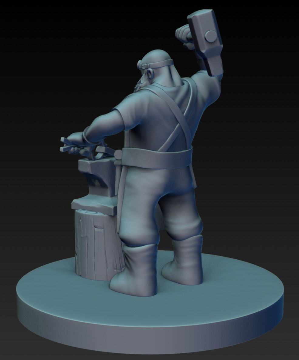 Dwarf Blacksmith Miniature 3D model 3D printable | CGTrader