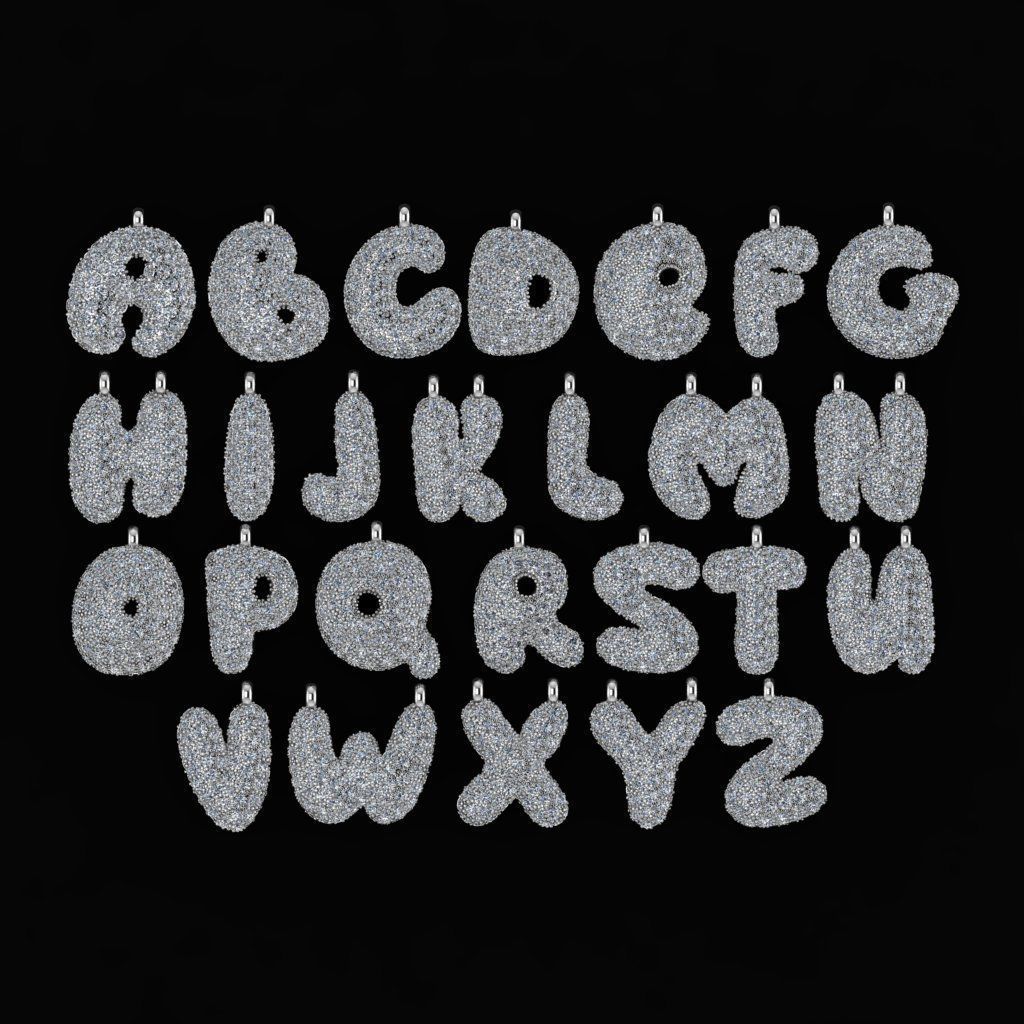Pendant Alphabets Initial Letters 3D model 3D printable | CGTrader