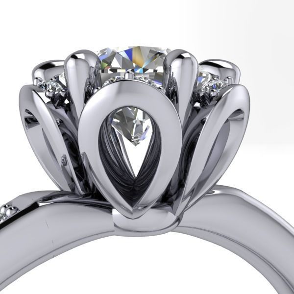 Cluster Halo Vintage Flower design modern bridal rings wedding 3D model 3D printable | CGTrader