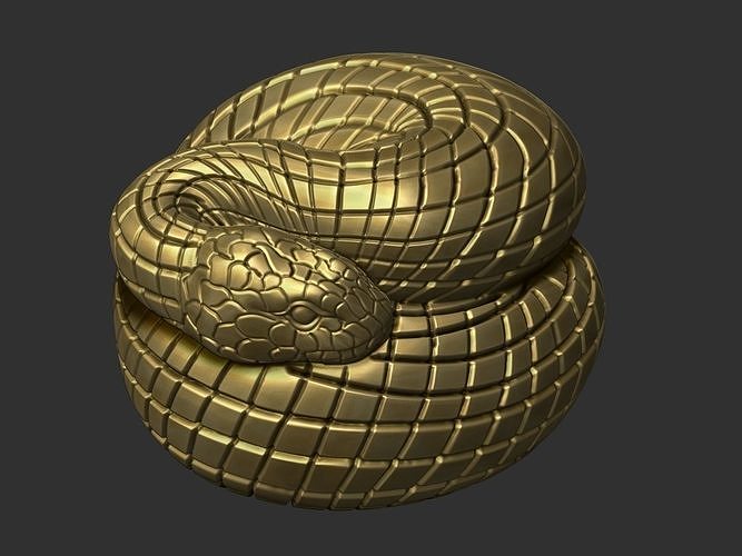 snake golden 3D model 3D printable | CGTrader