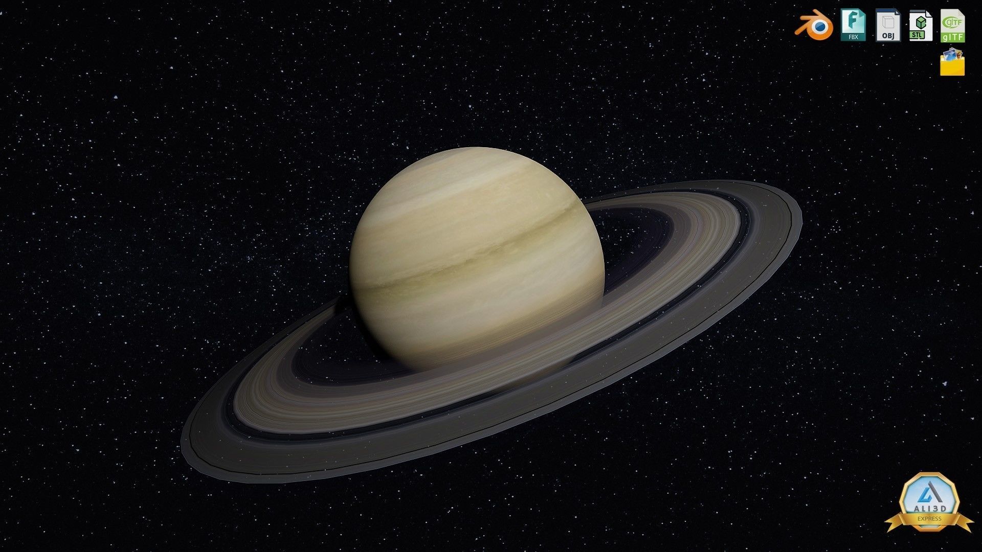 3D model Detailed Saturn with rings Planet in Space 8k Textures VR / AR ...
