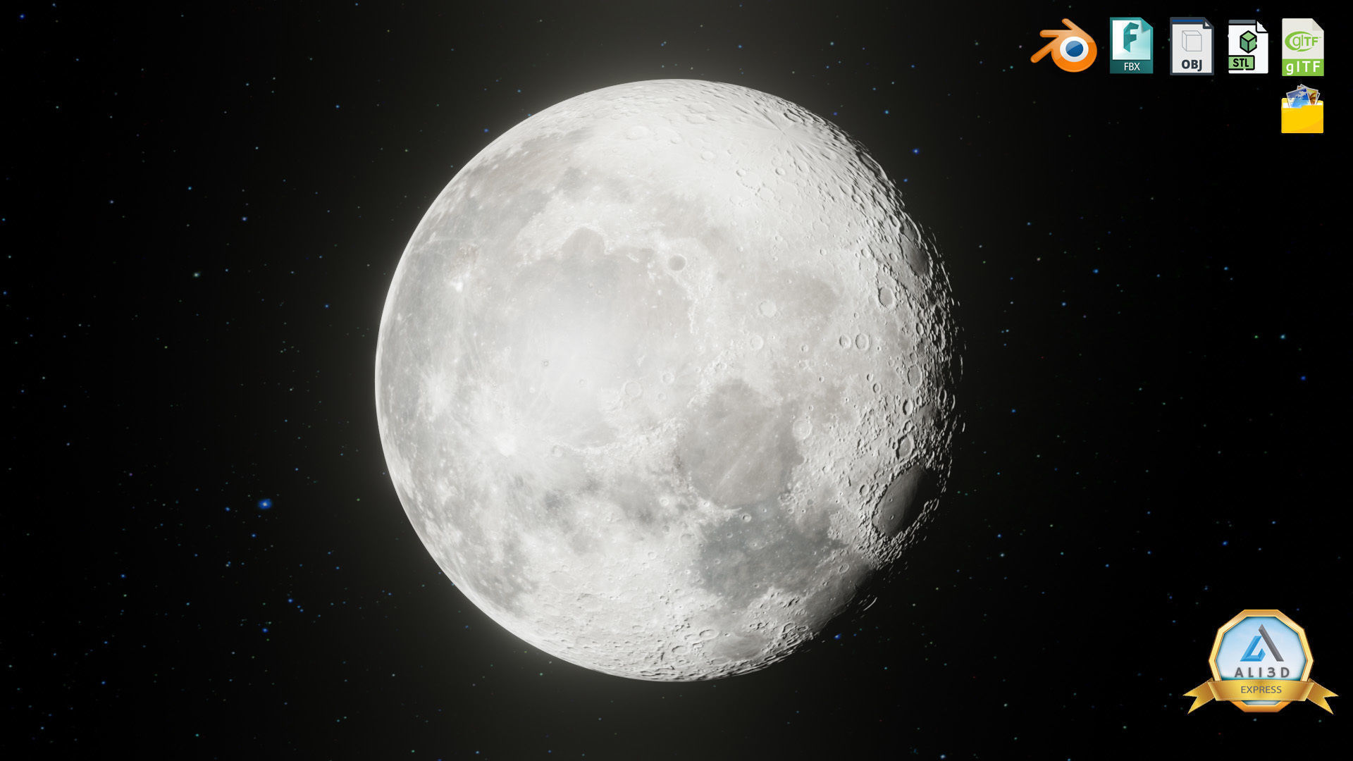 3D model The Moon with 16K Texture and Height Map VR / AR / low-poly ...