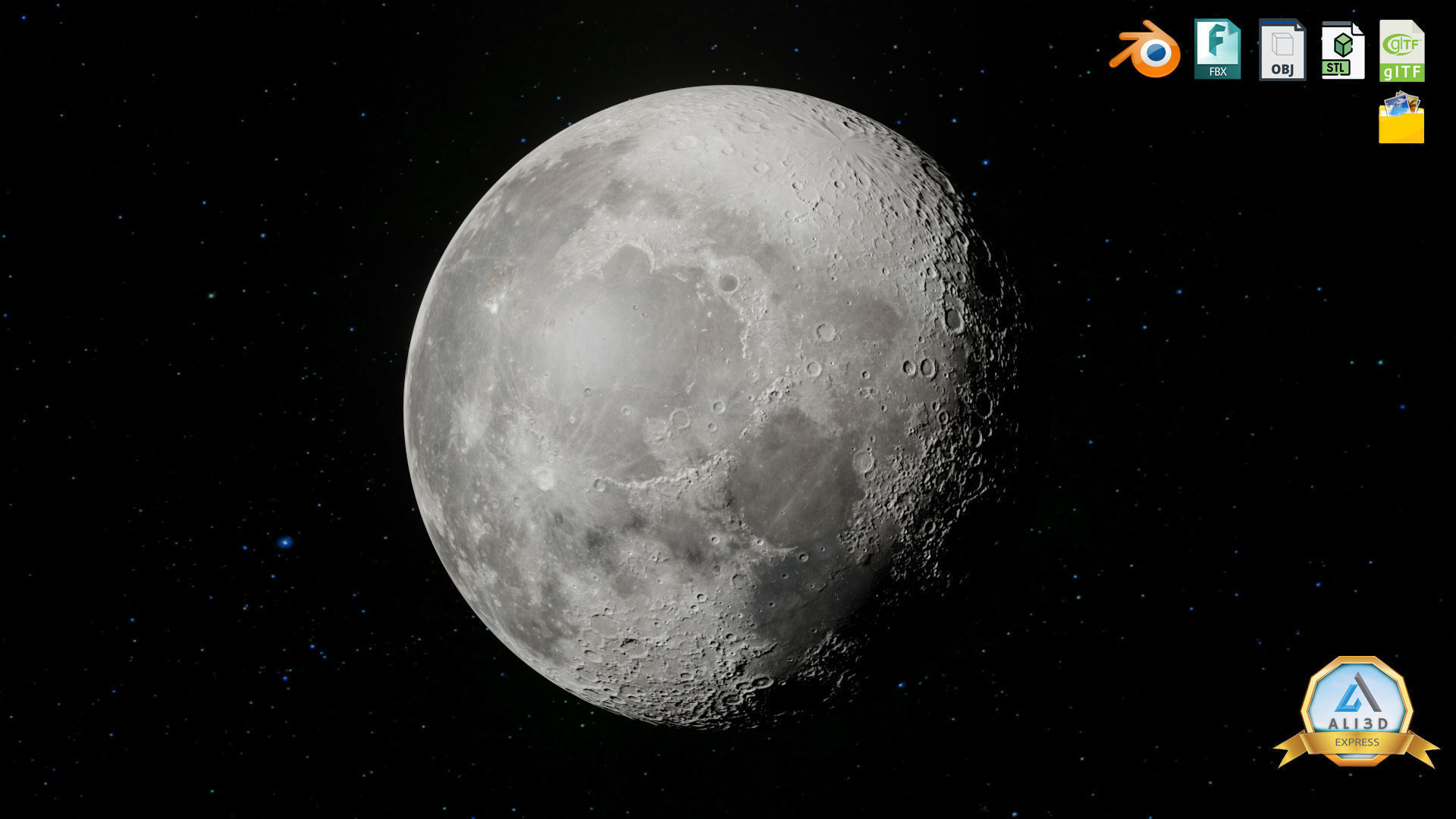 3D model The Moon with 16K Texture and Height Map VR / AR / low-poly ...