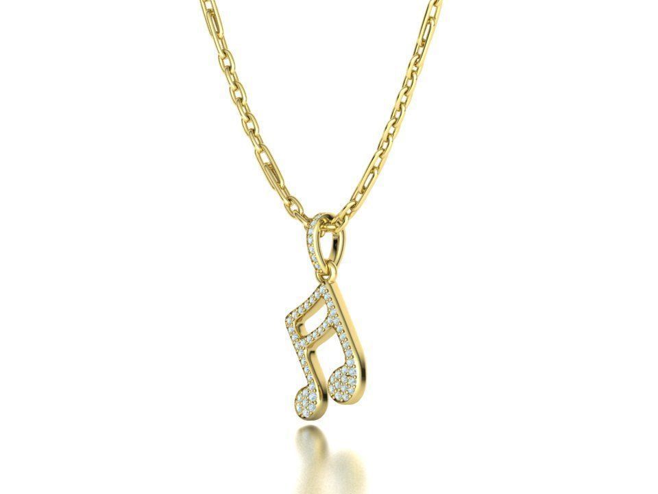 Diamond Music Note Pendant 17mm Music Necklace 3dmodel 3D model 3D ...