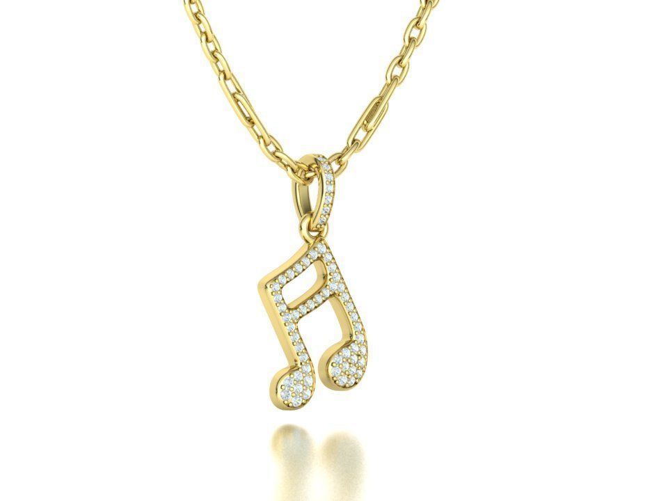 Diamond Music Note Pendant 17mm Music Necklace 3dmodel 3D model 3D ...