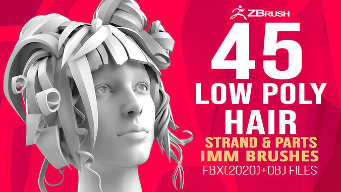 45 Female cartoon character hair strand and parts Zbrush IMM 3D model ...