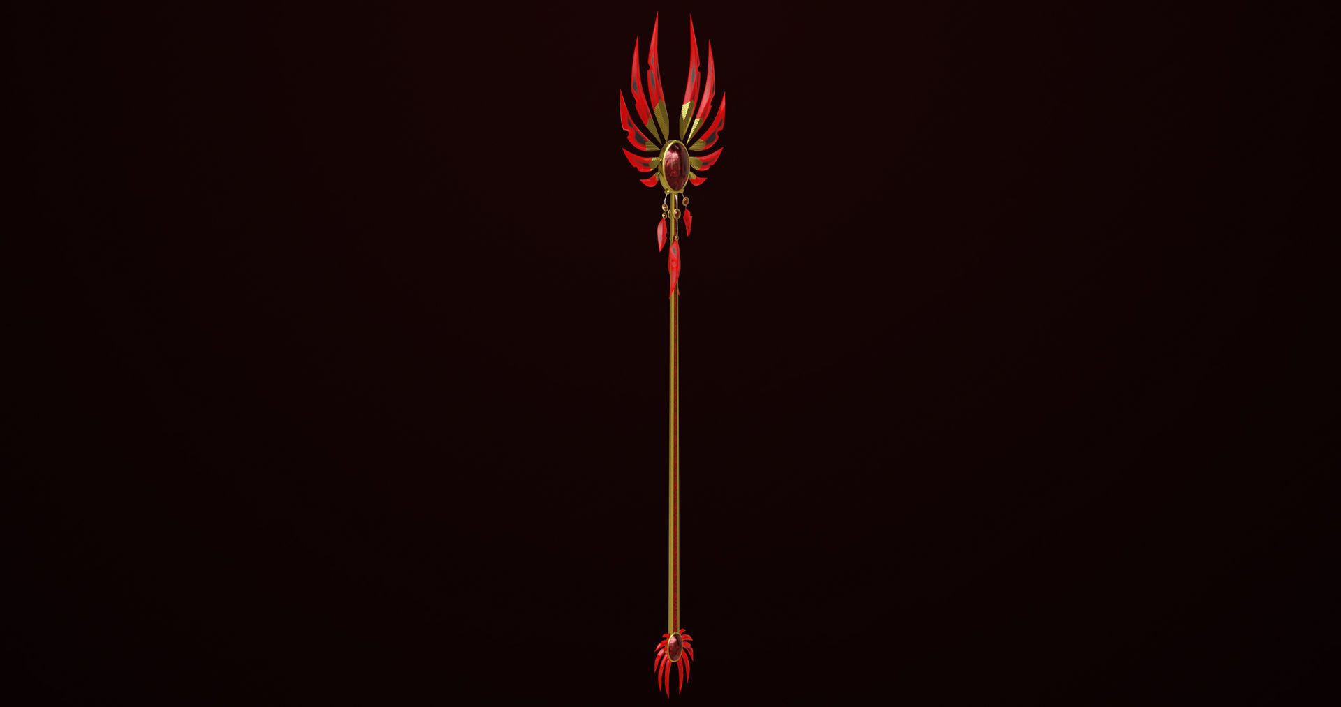 3D model Red Fantasy Trident 08 All PBR Unity UE Textures VR / AR / low ...