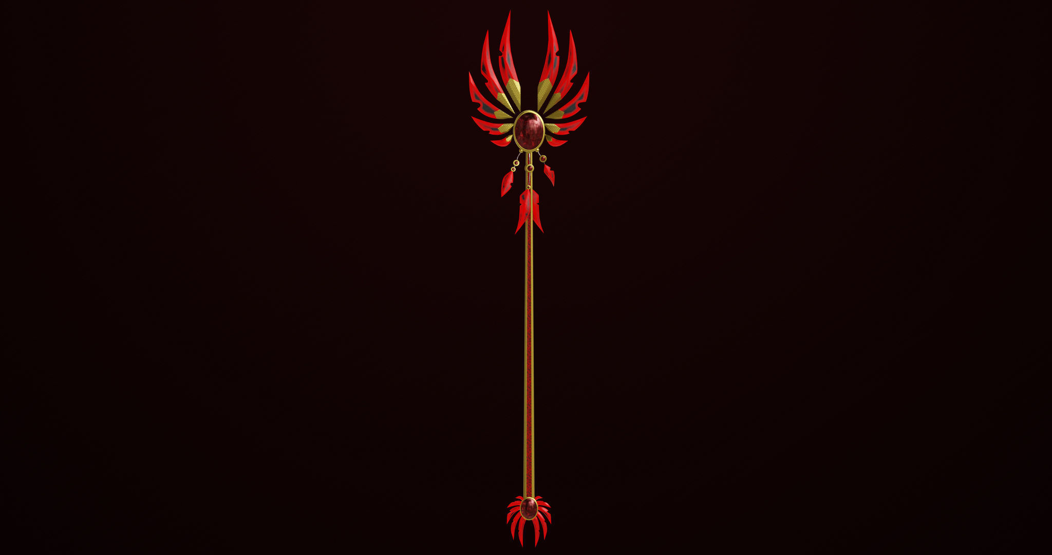 3D model Red Fantasy Trident 08 All PBR Unity UE Textures VR / AR / low ...