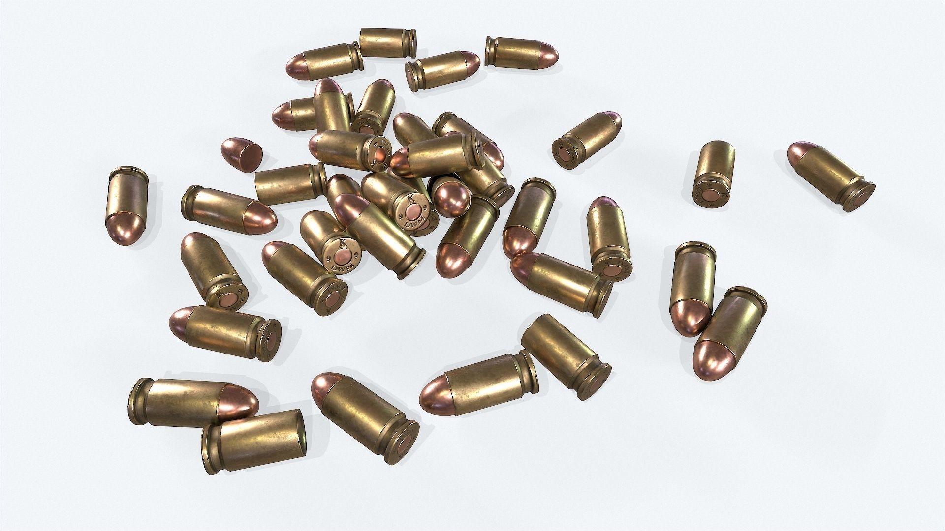 3D model Cartridge 3 bullets in shape of heart VR / AR / low-poly ...