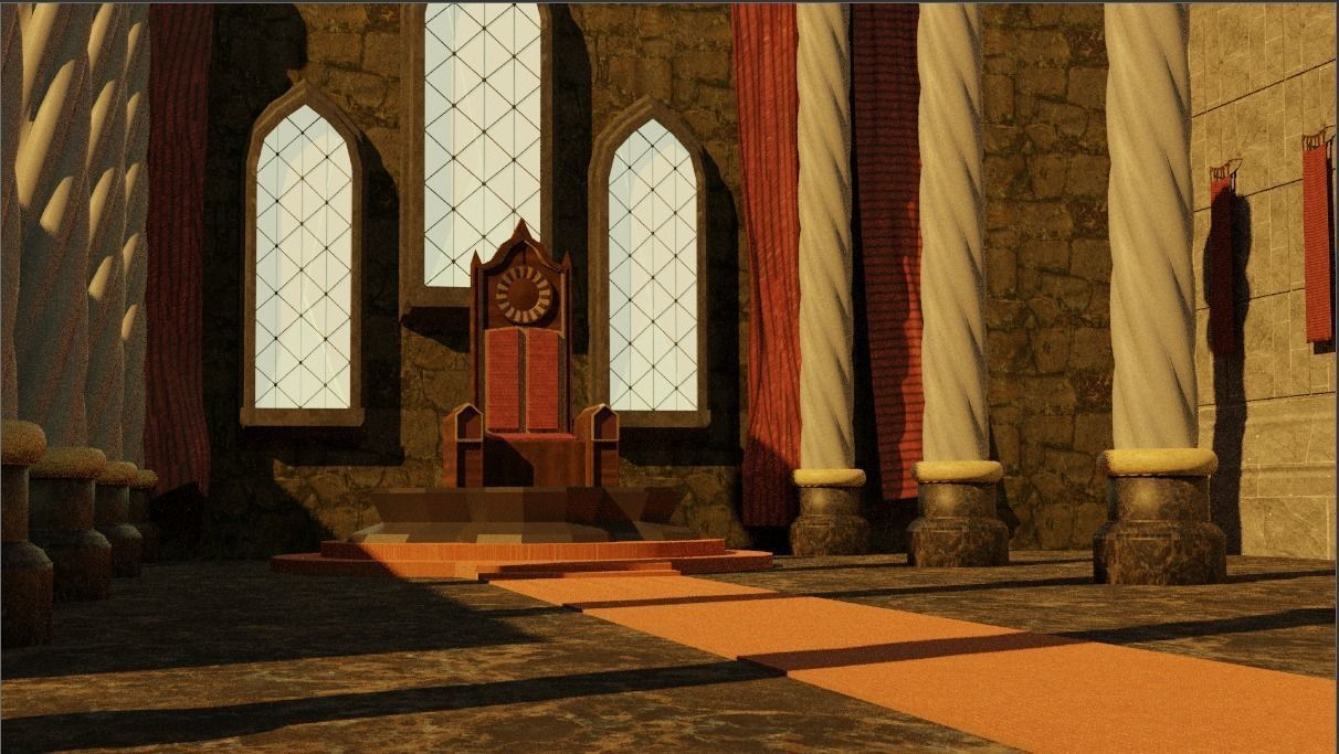 3D model Medieval Throne Room 3D model low poly Blender VR / AR / low ...