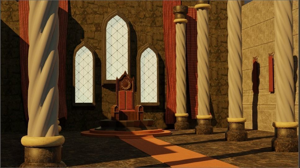 3D model Medieval Throne Room 3D model low poly Blender VR / AR / low ...