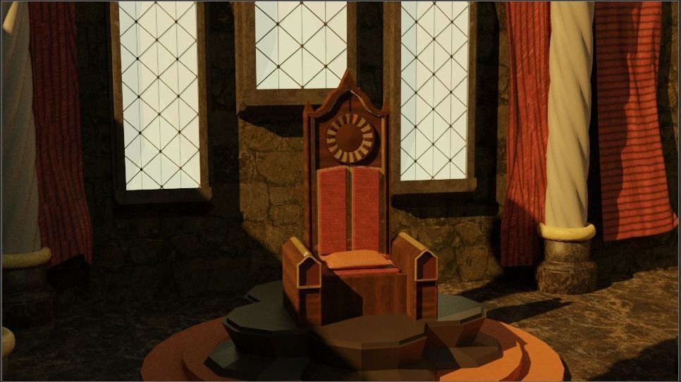 3D model Medieval Throne Room 3D model low poly Blender VR / AR / low ...