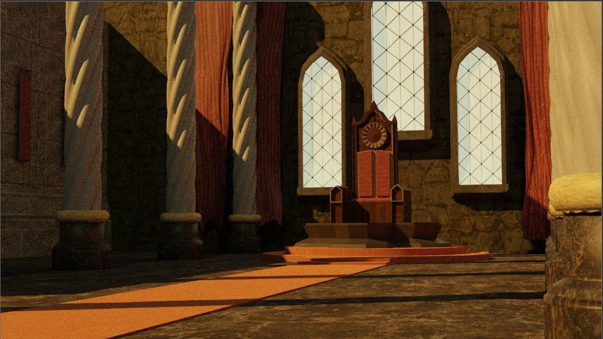 3D model Medieval Throne Room 3D model low poly Blender VR / AR / low ...