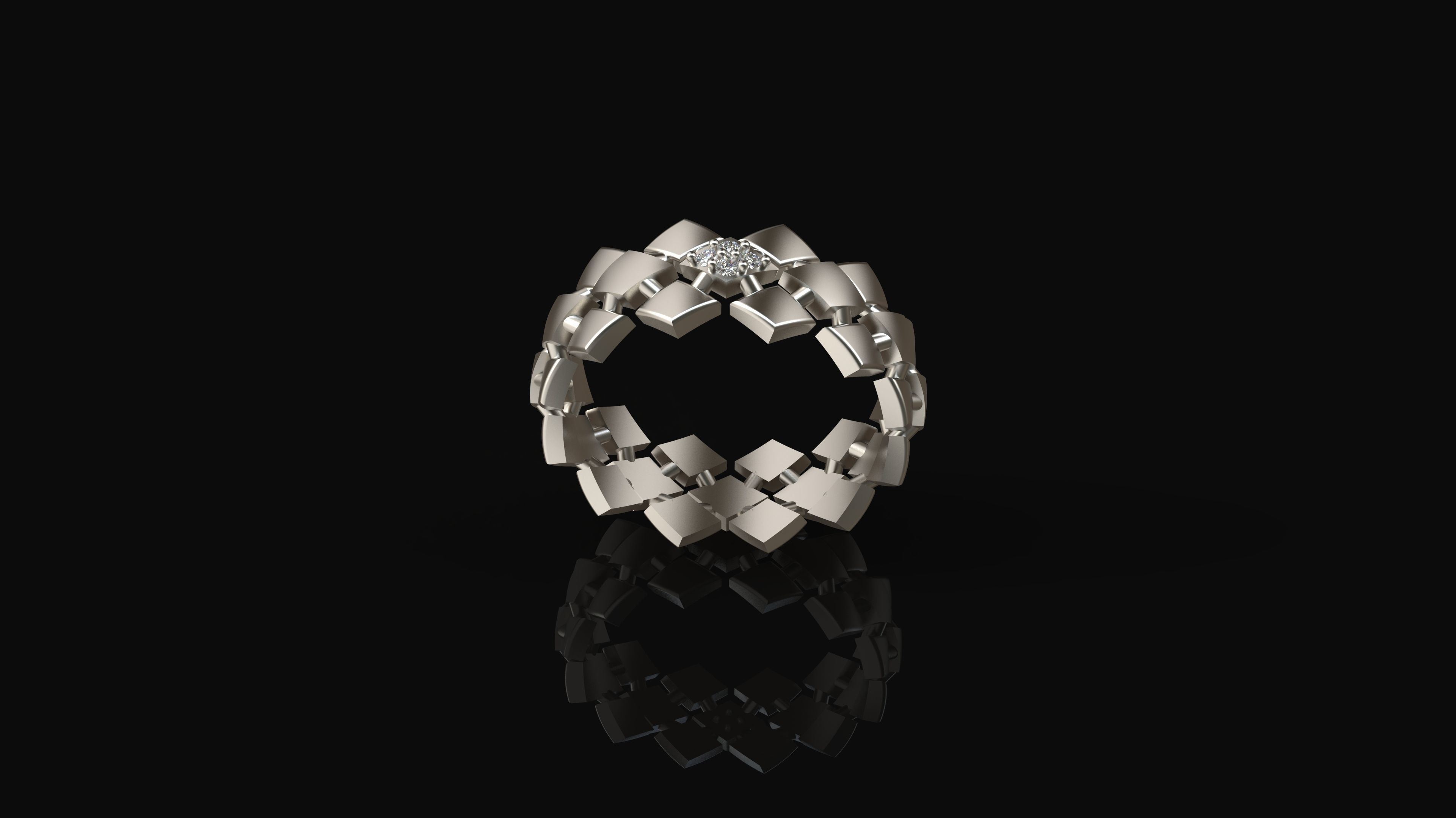 Model 1034 Diamond Facet Diamond Ring US size 3D model 3D printable ...