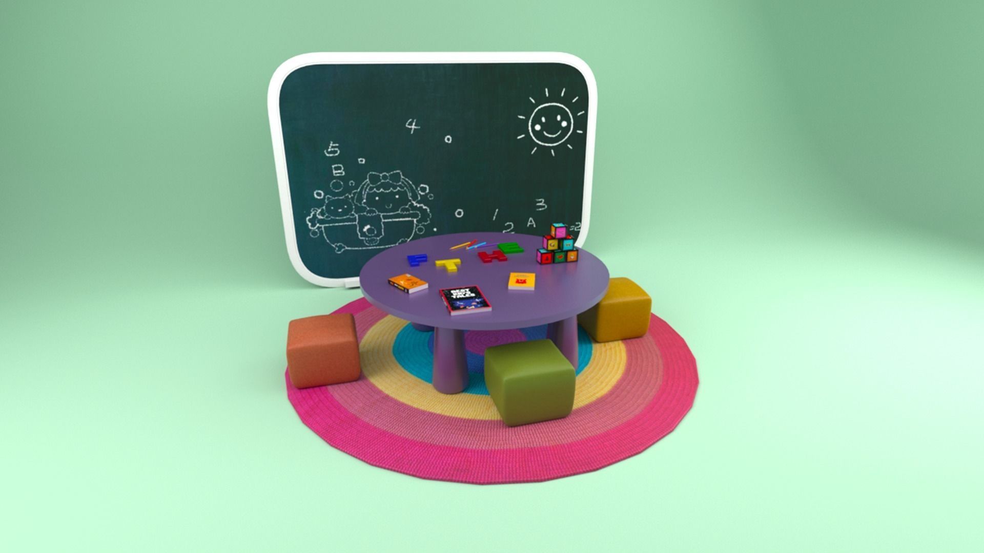 3D model Children classroom props VR / AR / low-poly | CGTrader