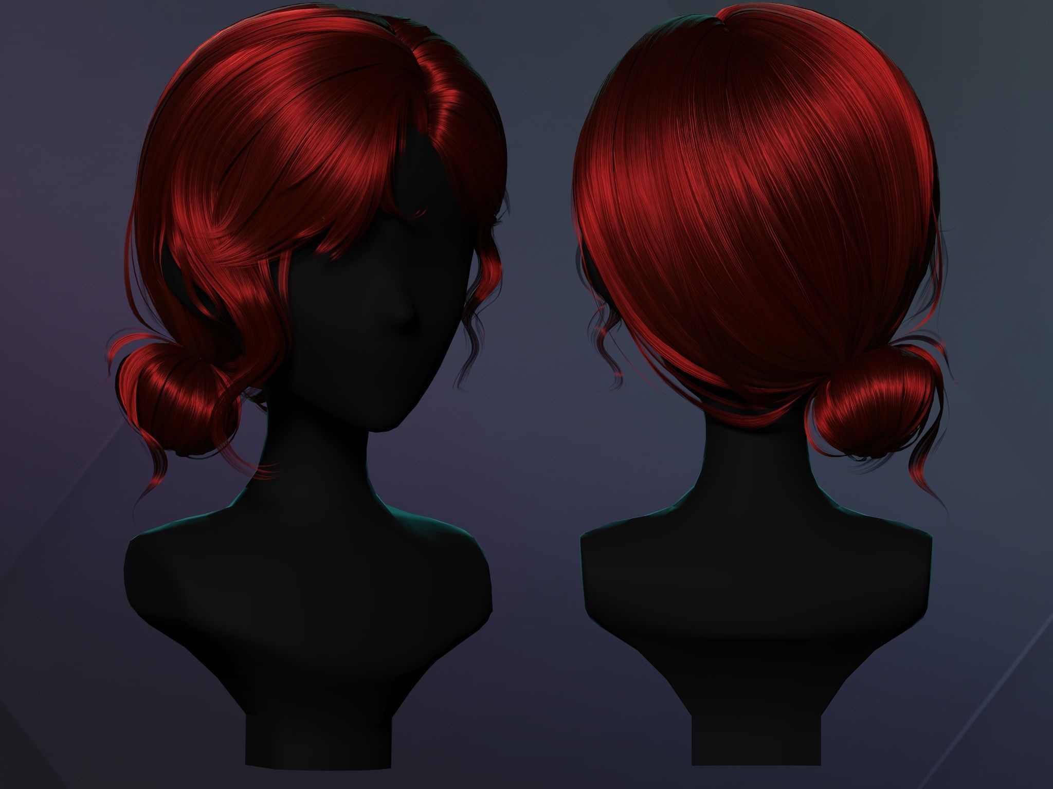 3D model Game Hair - Female Hairstyle V5 VR / AR / low-poly | CGTrader