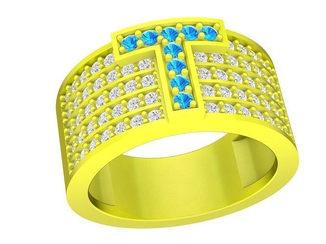 T letter diamond men ring 4720 3D model 3D printable | CGTrader