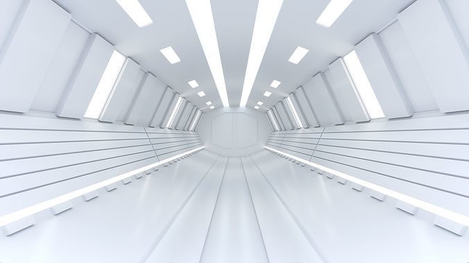 3D model low poly scifi corridor 02 VR / AR / low-poly | CGTrader
