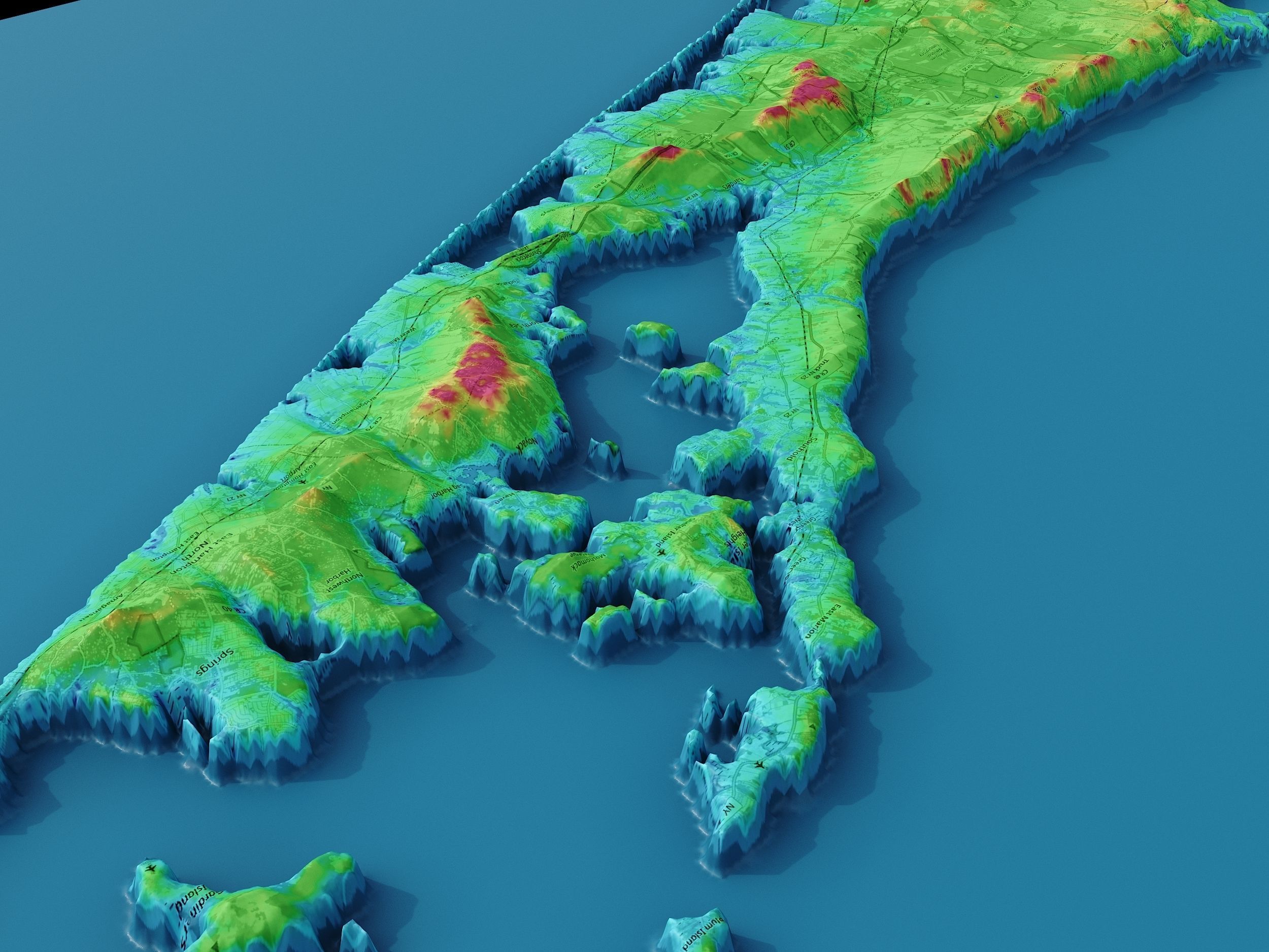 Topographic map of the Long Island and New-York 3D model | CGTrader