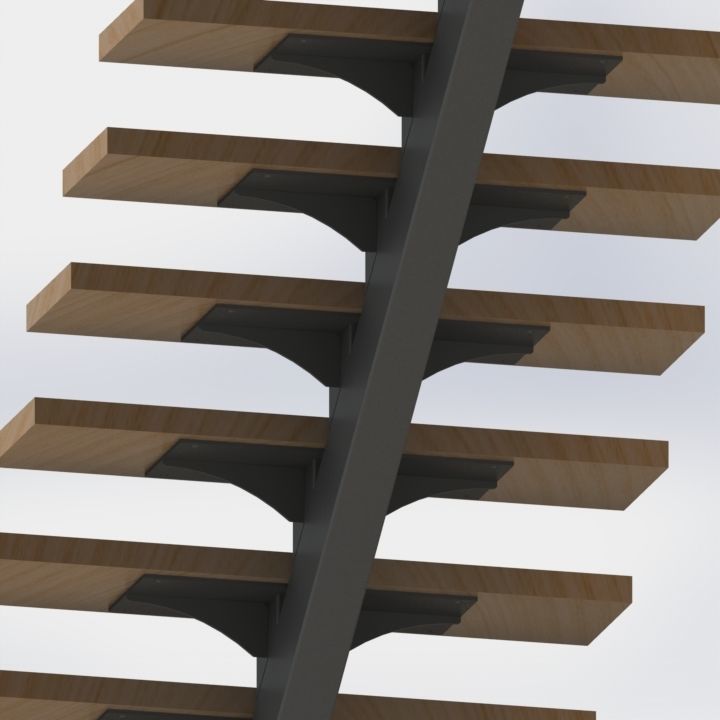 Custom Single Stringer Stairs 3D model | CGTrader