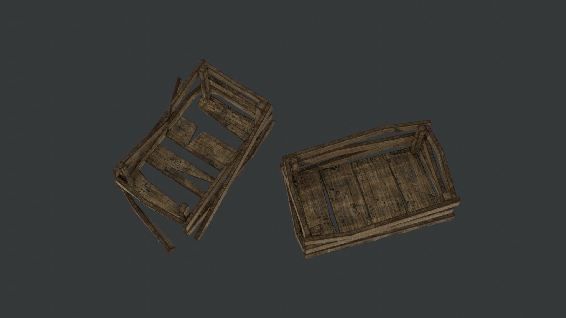Wooden Dirty Crates - Broken Whole 2 Piece Set free VR / AR / low-poly ...