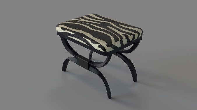 Serpette Zebra Print Cowhide Stool 3D model | CGTrader
