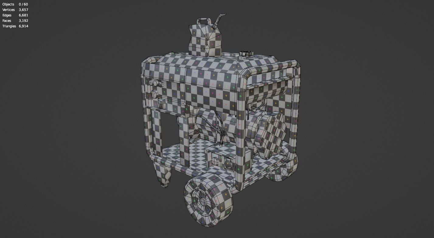 3D model GENERATOR-GAME READY generator on wheels VR / AR / low-poly ...