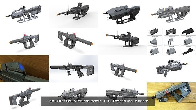 Halo - Rifles Set - 5 Printable models - STL - Personal Use 3D Model ...