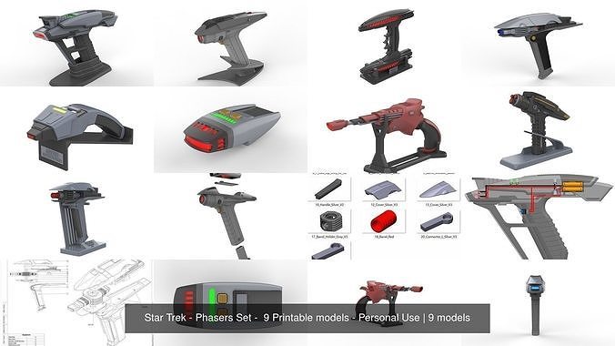 Star Trek - Phasers Set - 9 Printable models - Personal Use 3D Model ...