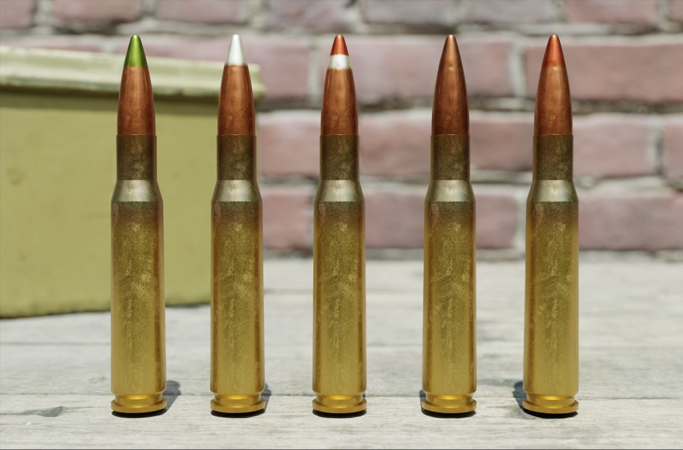 50 BMG Bullet military variations 3D model | CGTrader