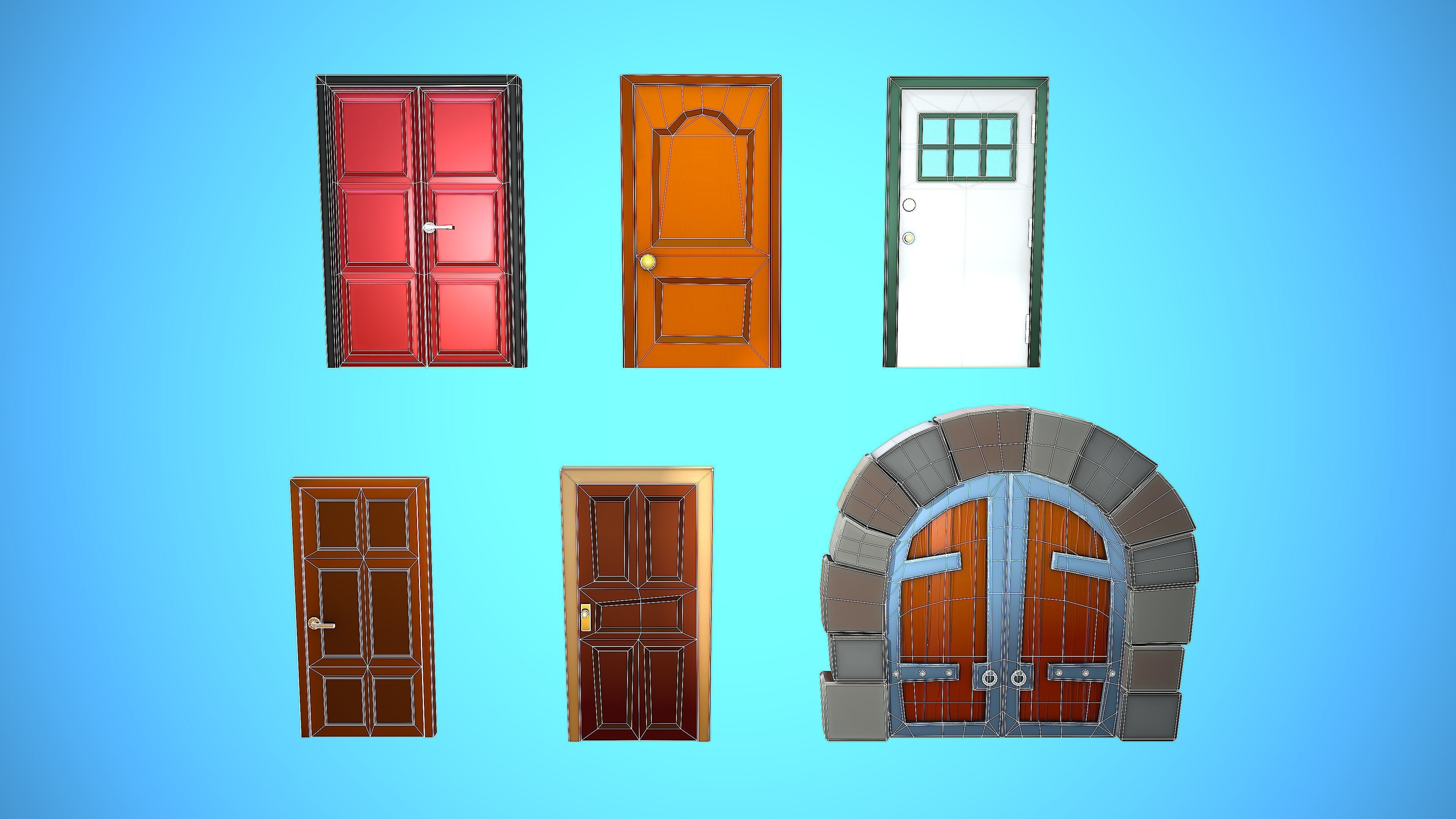 3D Model Collection DOOR PACK CARTOON STYLIZED VR / AR / low-poly | CGTrader