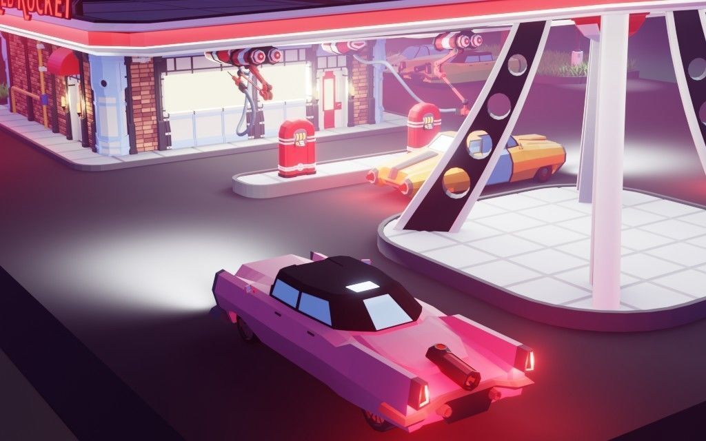 3D model Low poly Red Rocket Station diorama VR / AR / low-poly | CGTrader