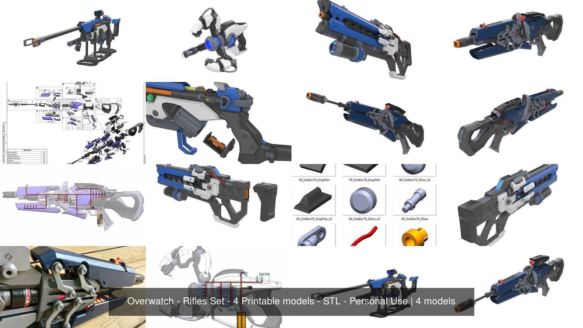 Overwatch - Rifles Set - 4 Printable models - STL - Personal Use 3D ...