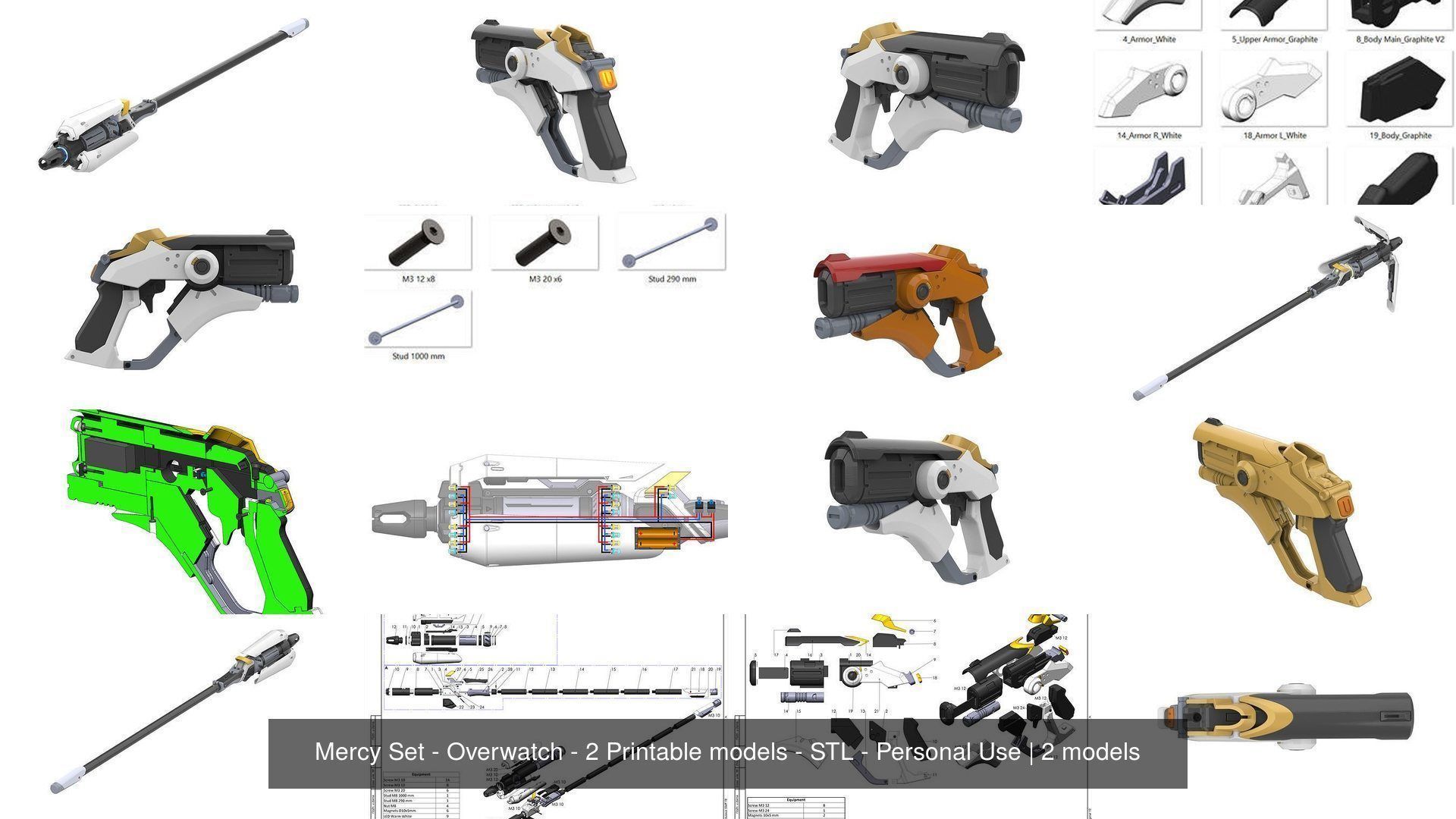 Mercy Set - Overwatch - 2 Printable models - STL - Personal Use 3D ...