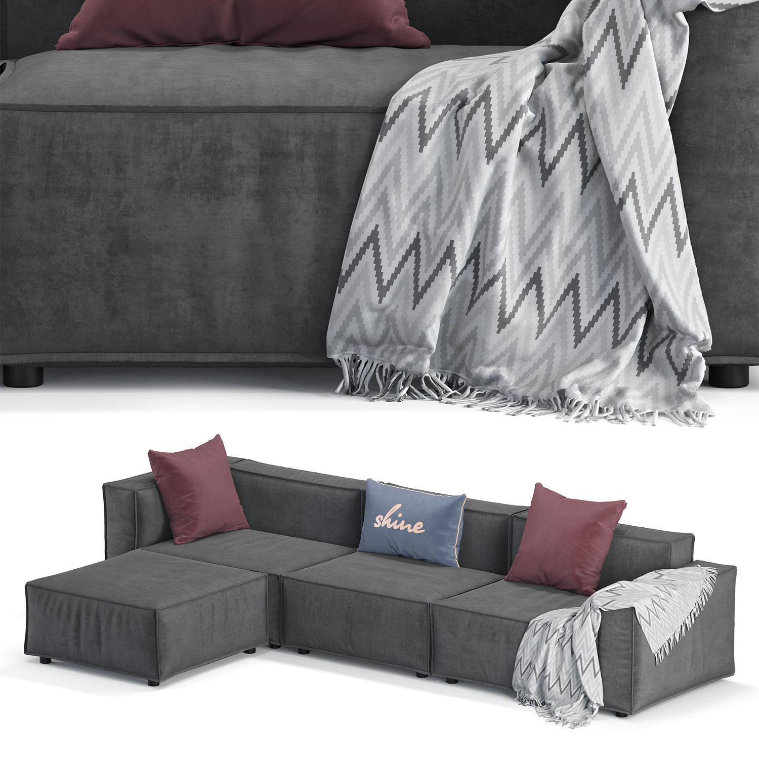 Sofa Plus poufy 3D model | CGTrader