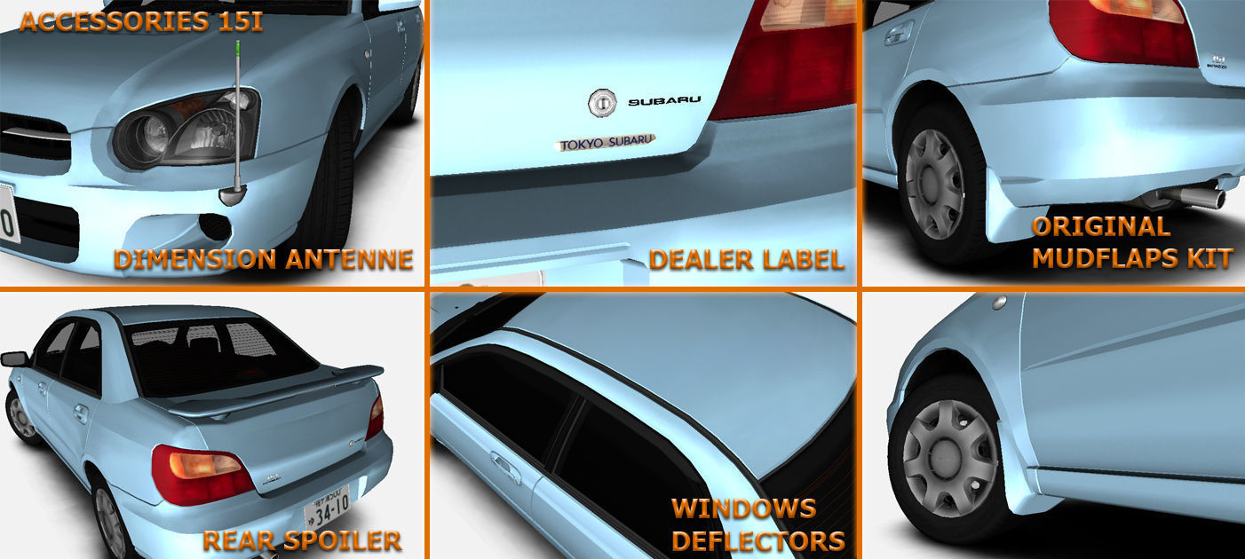 3D Model Collection Subaru Impreza GDB-GGB Civil Trims Gameready Pack ...