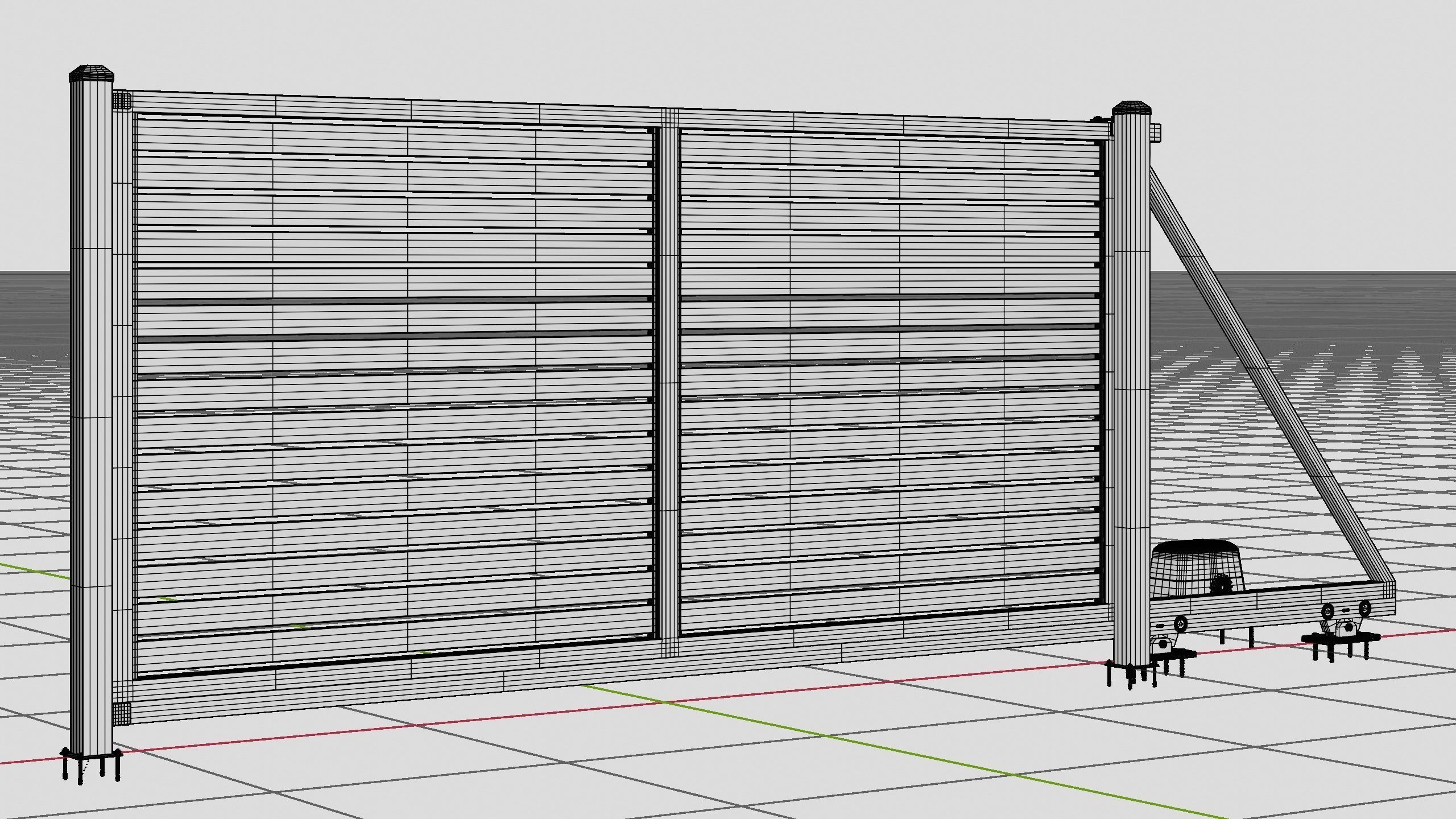 Aluminum Electric Sliding Gate - Model 2 - 10cm - 3D model | CGTrader