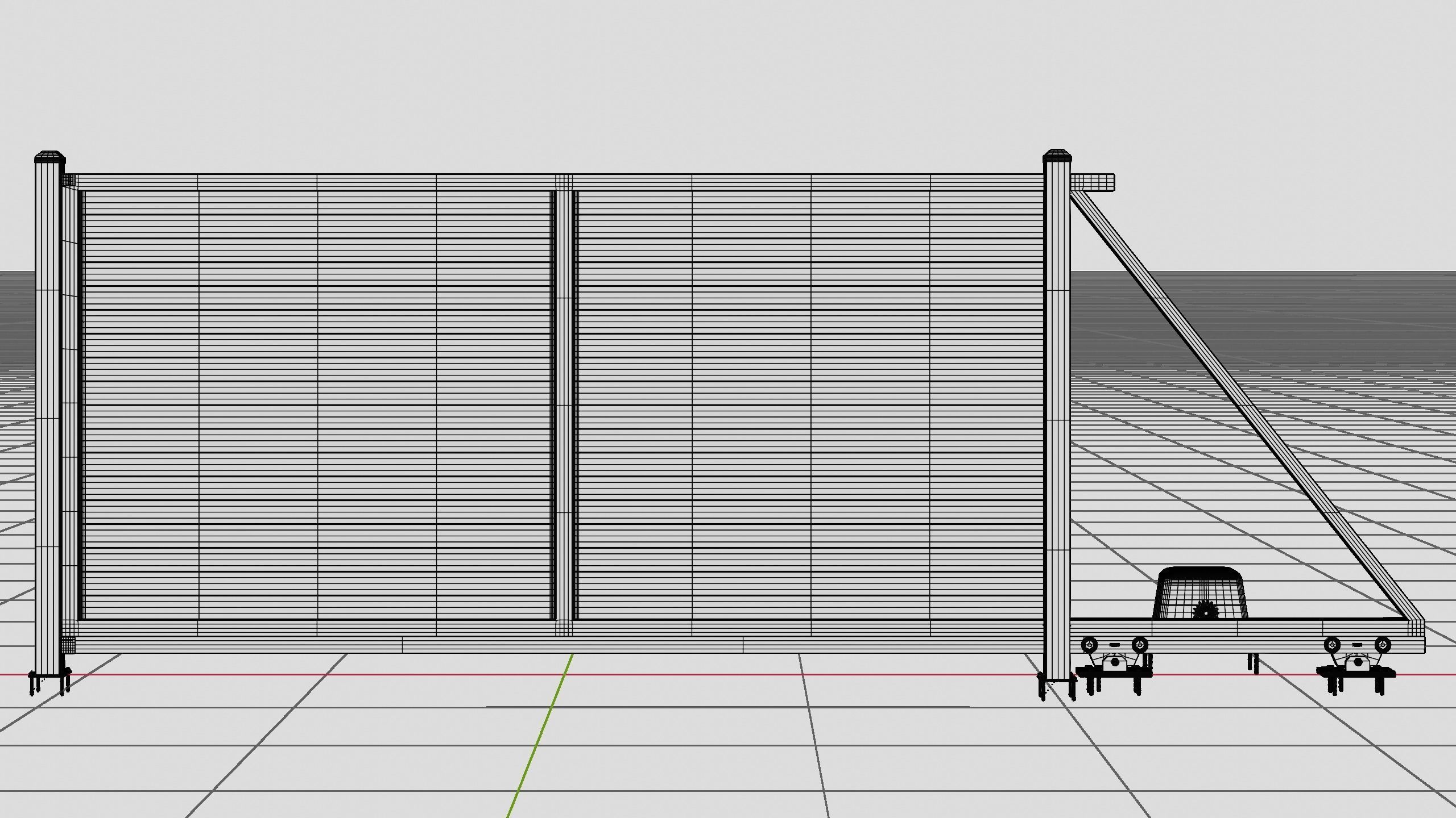 Aluminum Electric Sliding Gate - Model 2 - 10cm Wall - 3D model | CGTrader