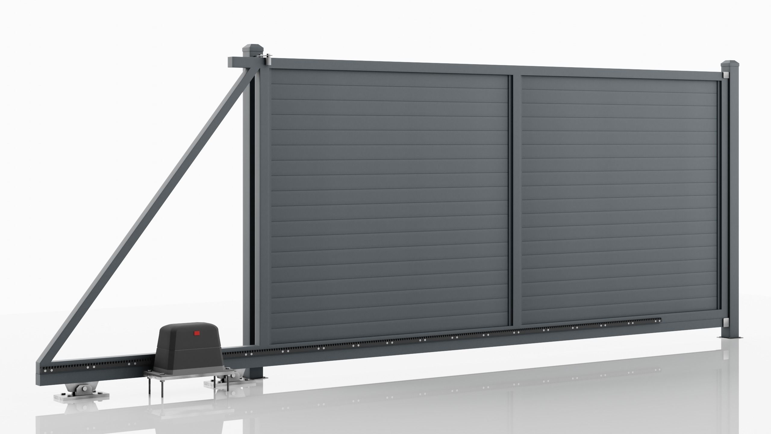 Aluminum Electric Sliding Gate - Model 2 - 10cm Wall - 3D model | CGTrader
